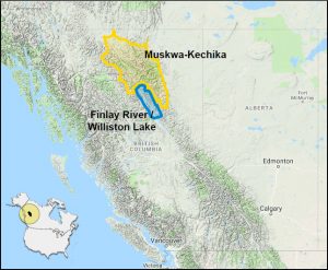 Map of the Muskwa-Kechika / Finlay River – Williston Lake reservoir ...
